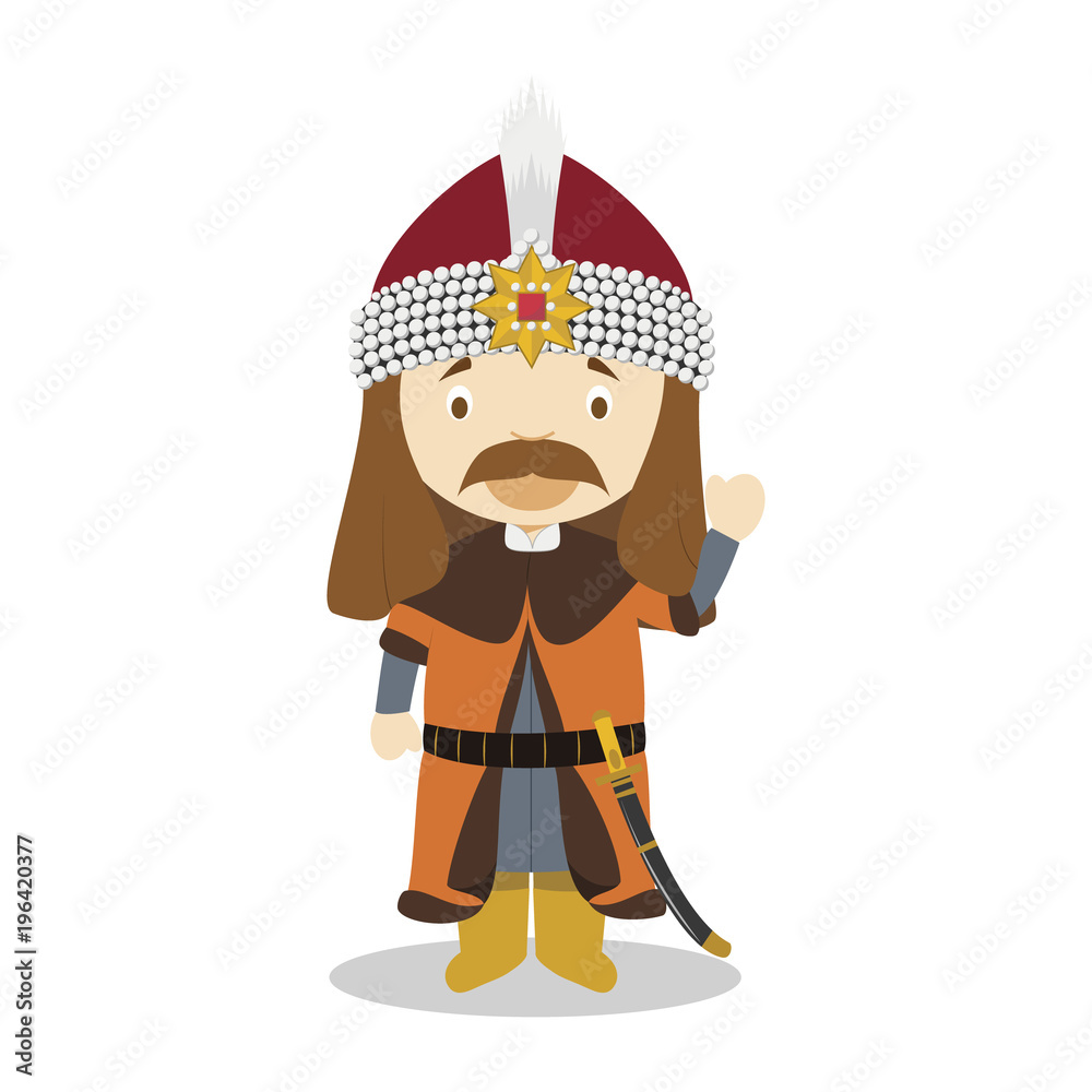 Vlad VIII the Impaler (Vlad Dracula) cartoon character. Vector ...