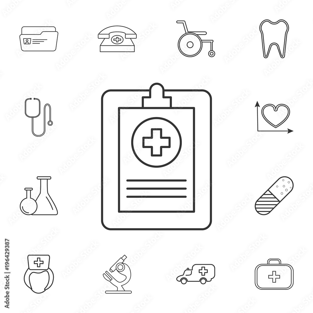 Medical forms, medical certificate icon. Detailed set of medicine ...