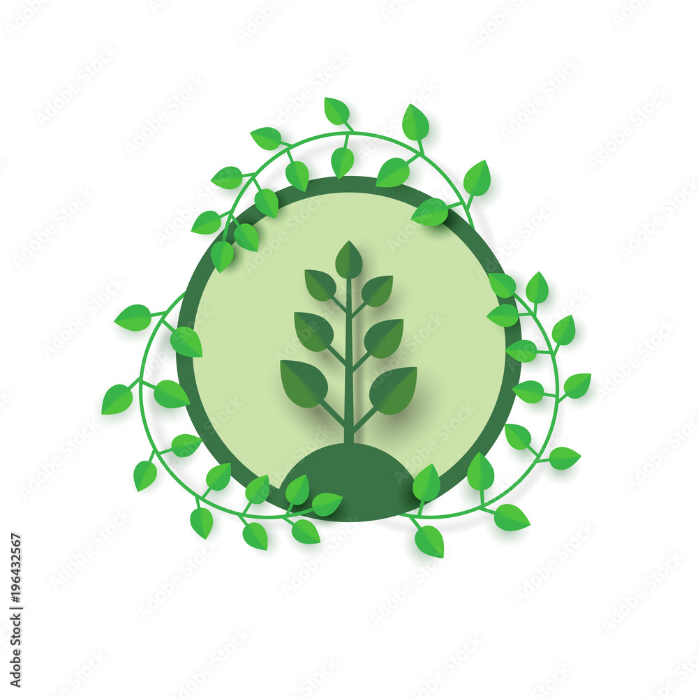 Green plant with floral frame.Nature,eco friendly and recycle concept ...
