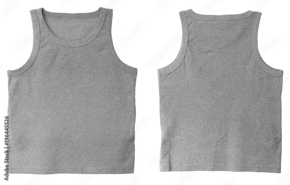 Blank tank top color grey front and back view on white background Stock ...
