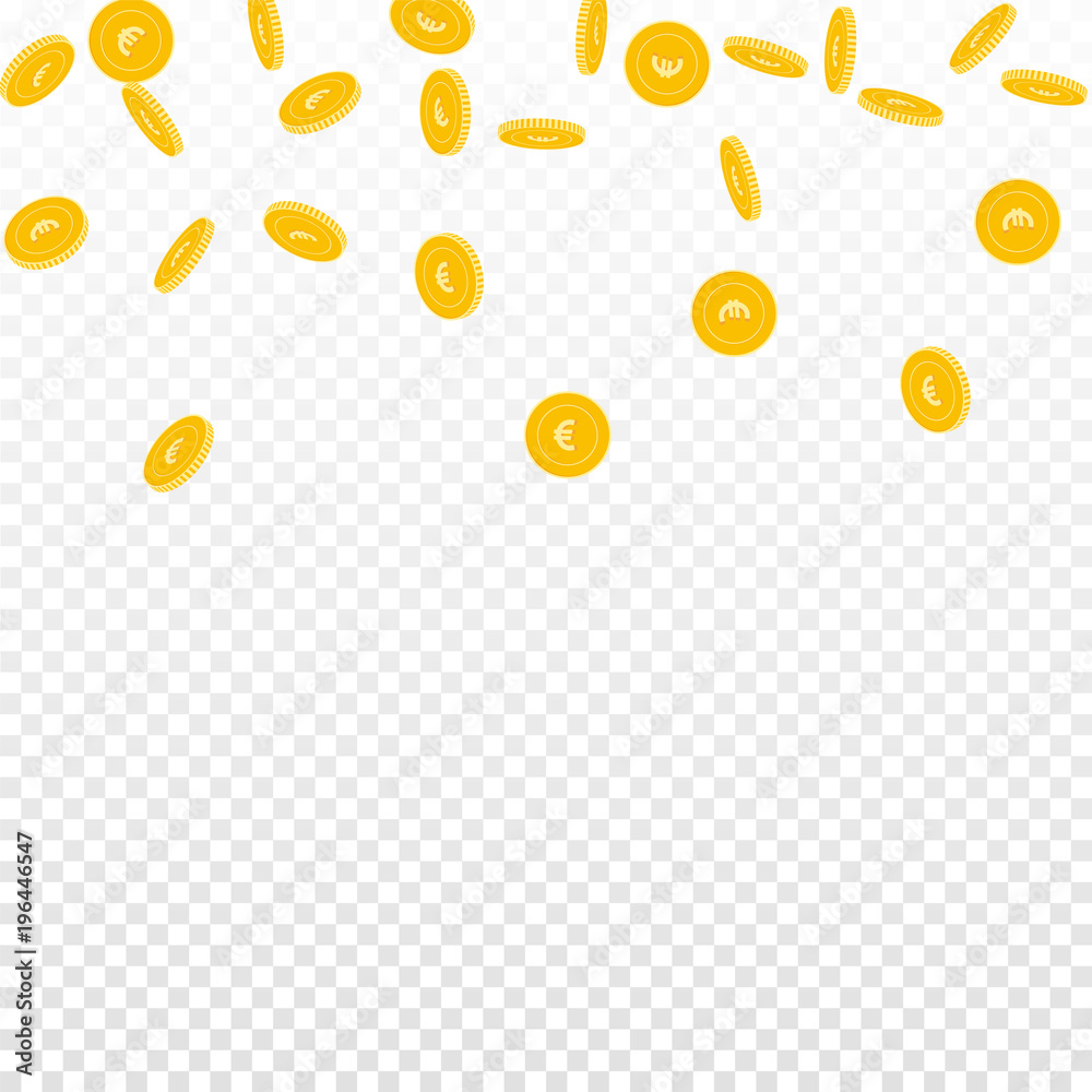 European Union Euro coins falling. Scattered sparse EUR coins on ...