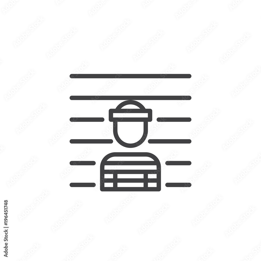 Mug shot outline icon. linear style sign for mobile concept and web ...