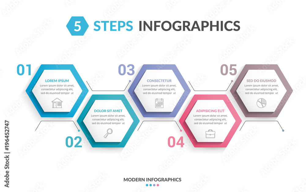 5 Steps Infographics Stock Vector | Adobe Stock