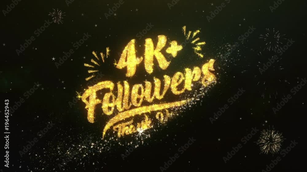 4K+ Followers Text Greeting and Wishes card Made from Glitter Particles ...