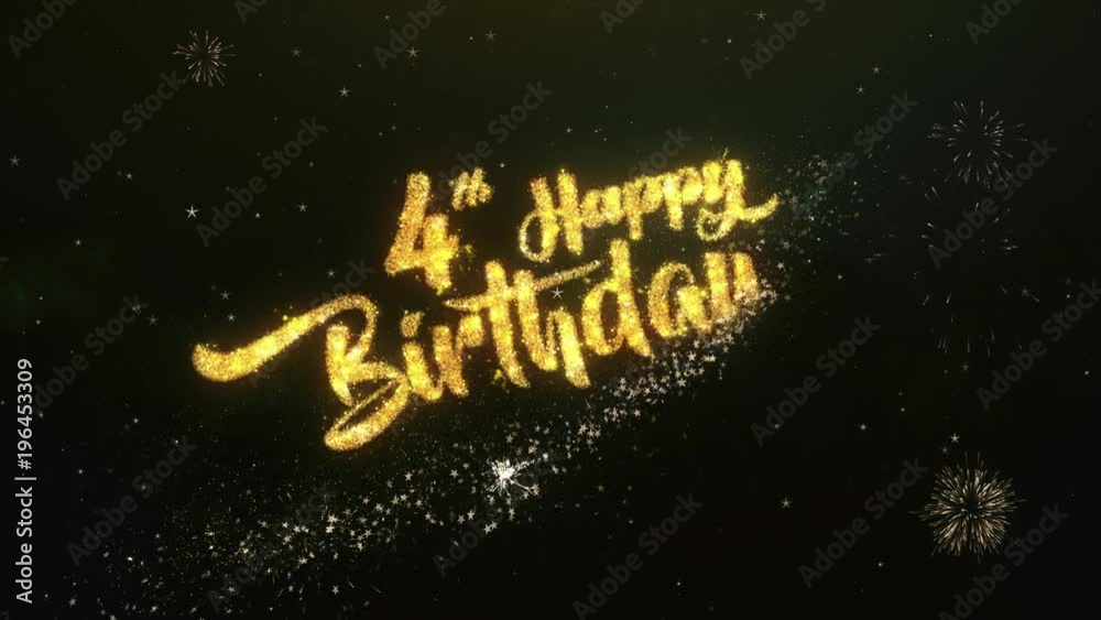 4th happy birthday Text Greeting and Wishes card Made from Glitter ...