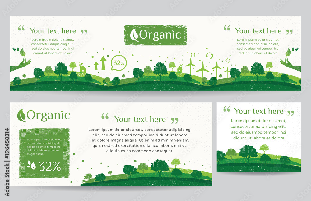 Vector set of nature, ecology, organic, environment banners. Web banner ...