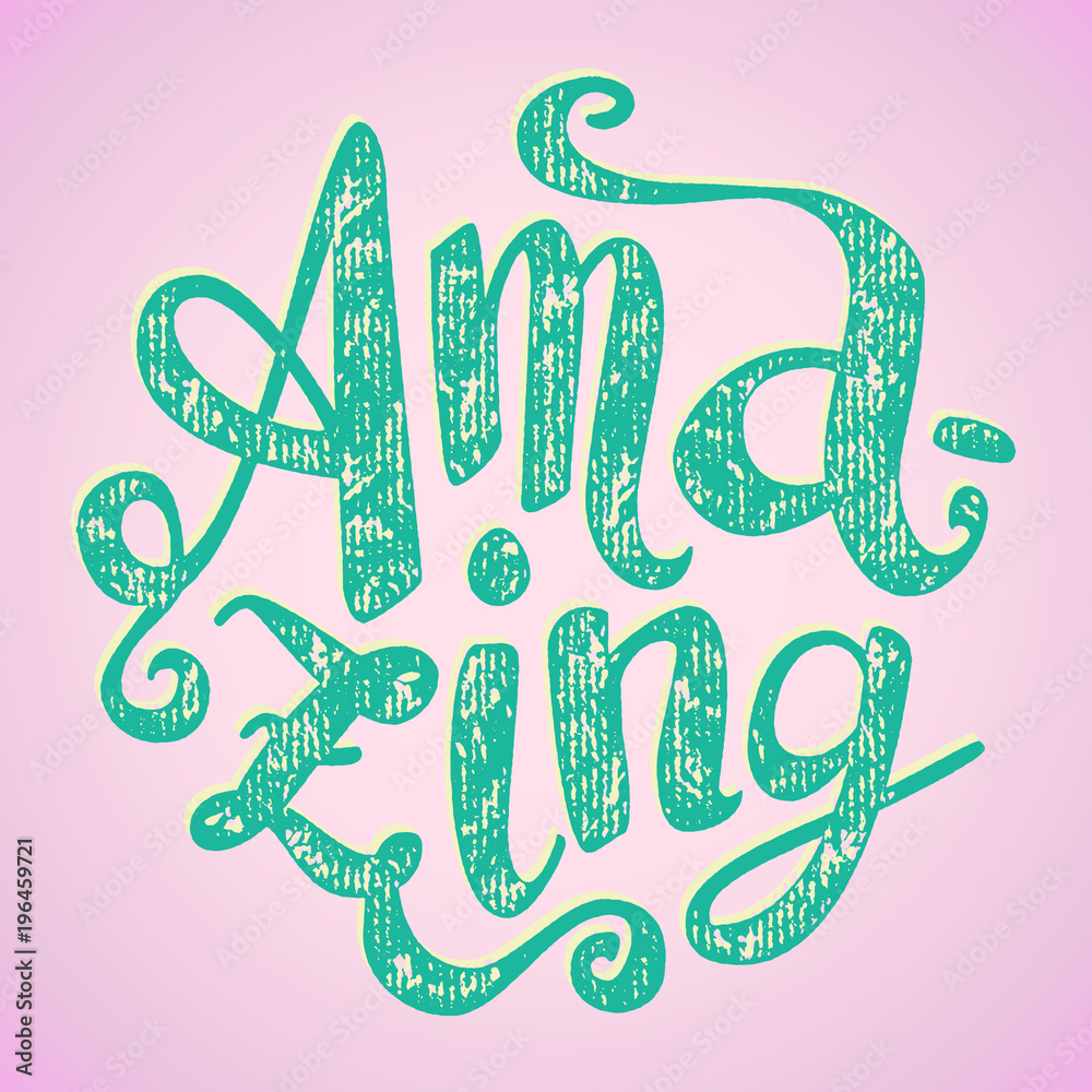 Word Amazing lettering in circle, green on pink background Stock Vector ...