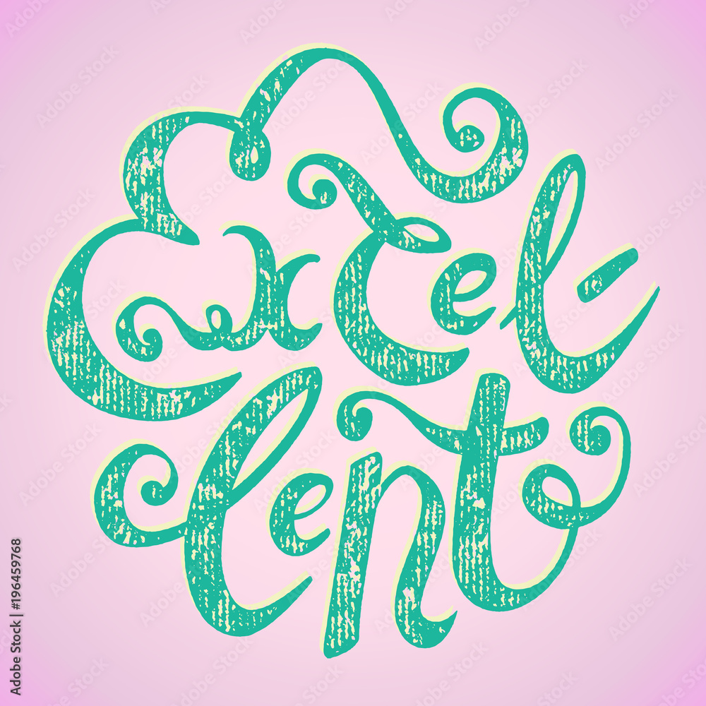 Word Excellent lettering in circle, green on pink background Stock ...