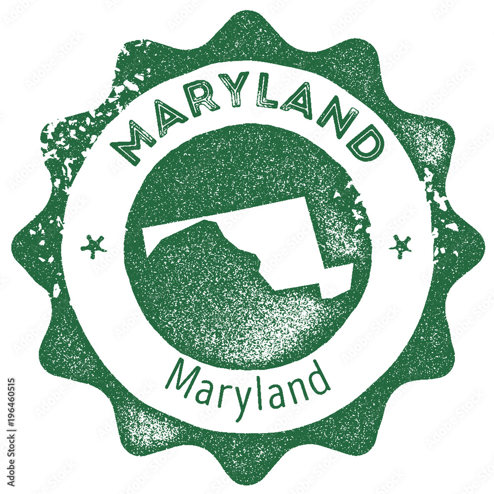 Maryland map vintage stamp. Retro style handmade label, badge or ...