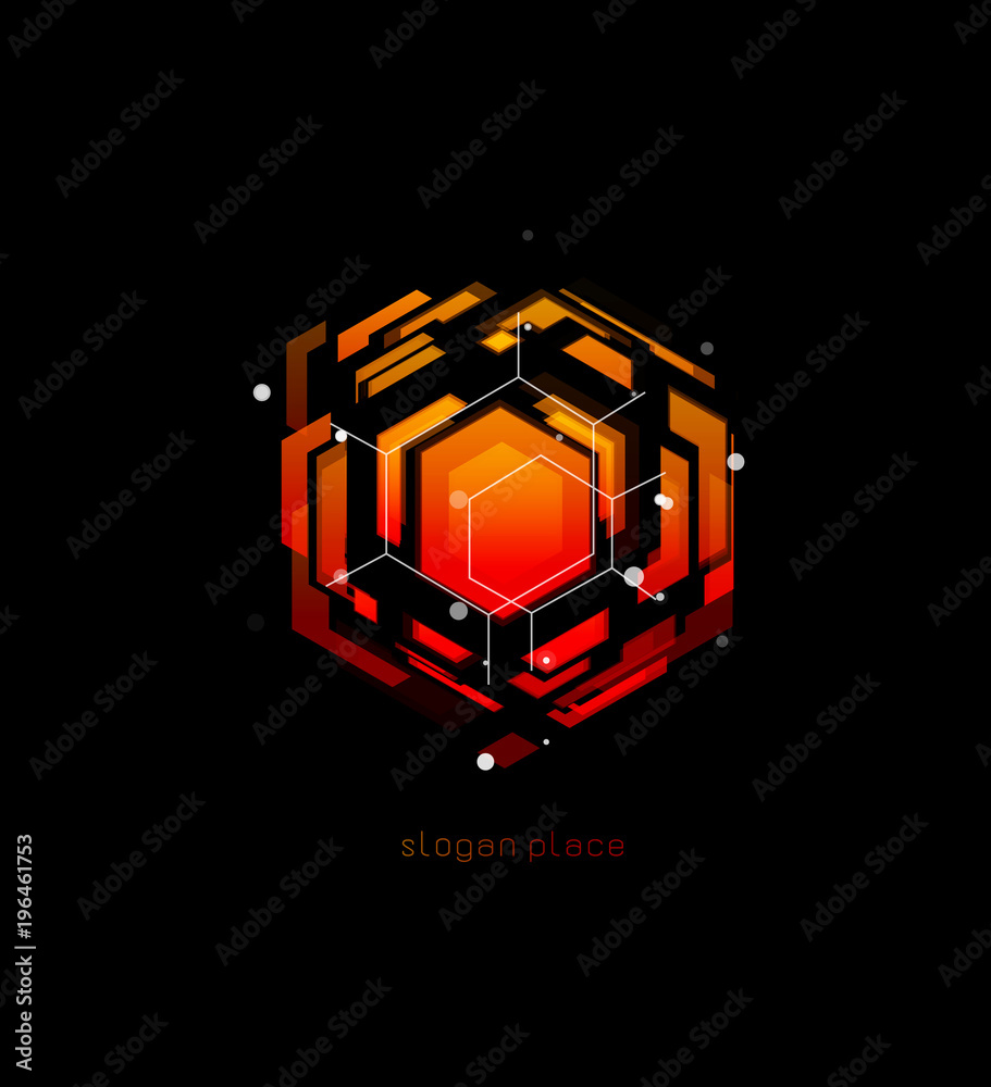 Big data abstract,red database vector logo template. Innovative ...