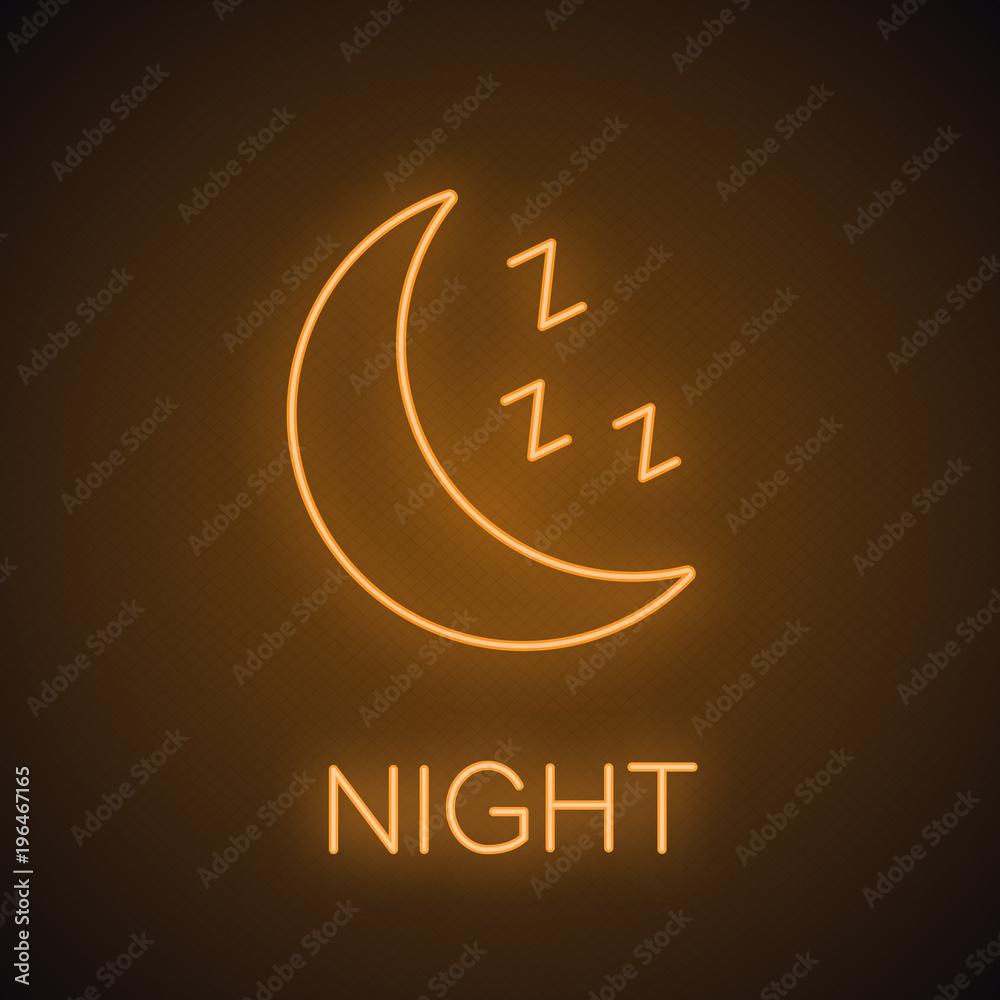 Moon with zzz symbol neon light icon Stock Vector | Adobe Stock