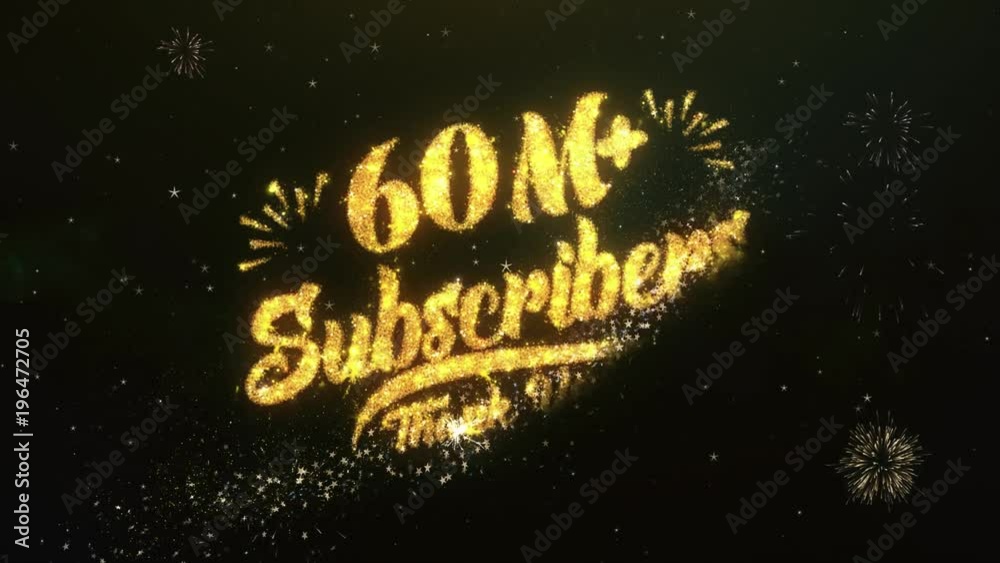 60M+ Subscribers Text Greeting and Wishes card Made from Glitter ...