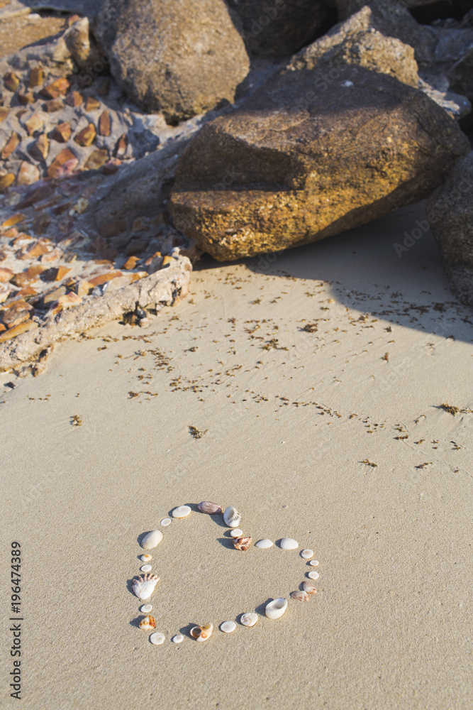 Shells Heart At Beach