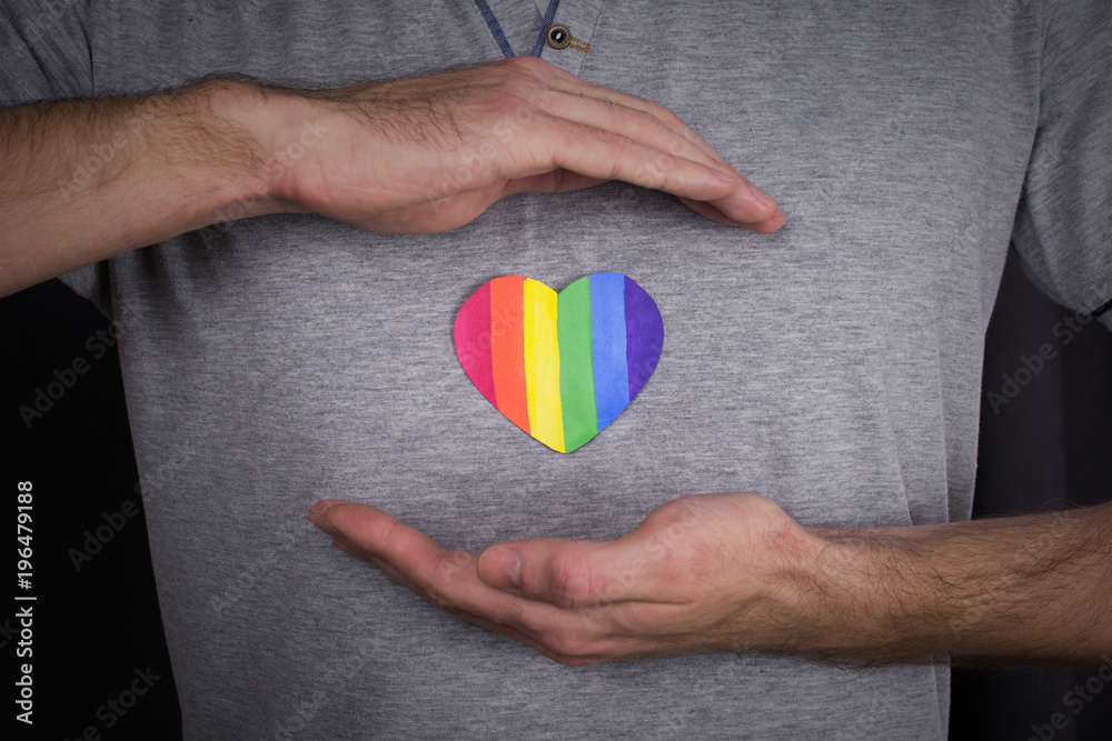 lgbt discrimination. Hands take care heart rainbow flag LGBT. Sexual ...