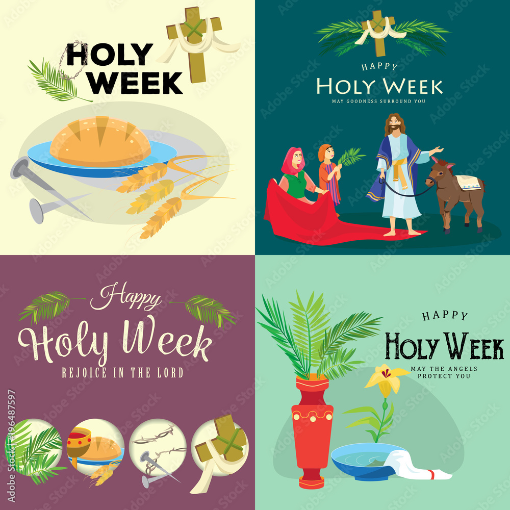 Set for Christianity holy week before easter, Lent and Palm or Passion ...