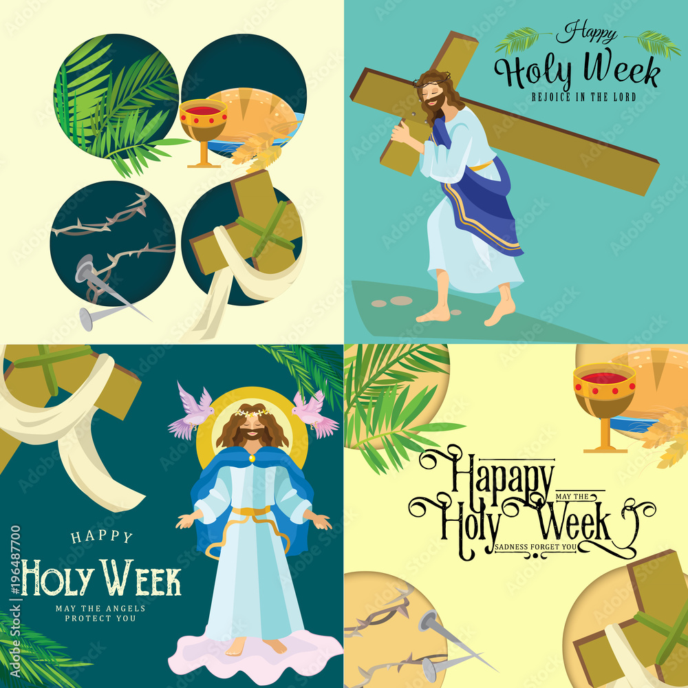 Set for Christianity holy week before easter, Lent and Palm or Passion ...