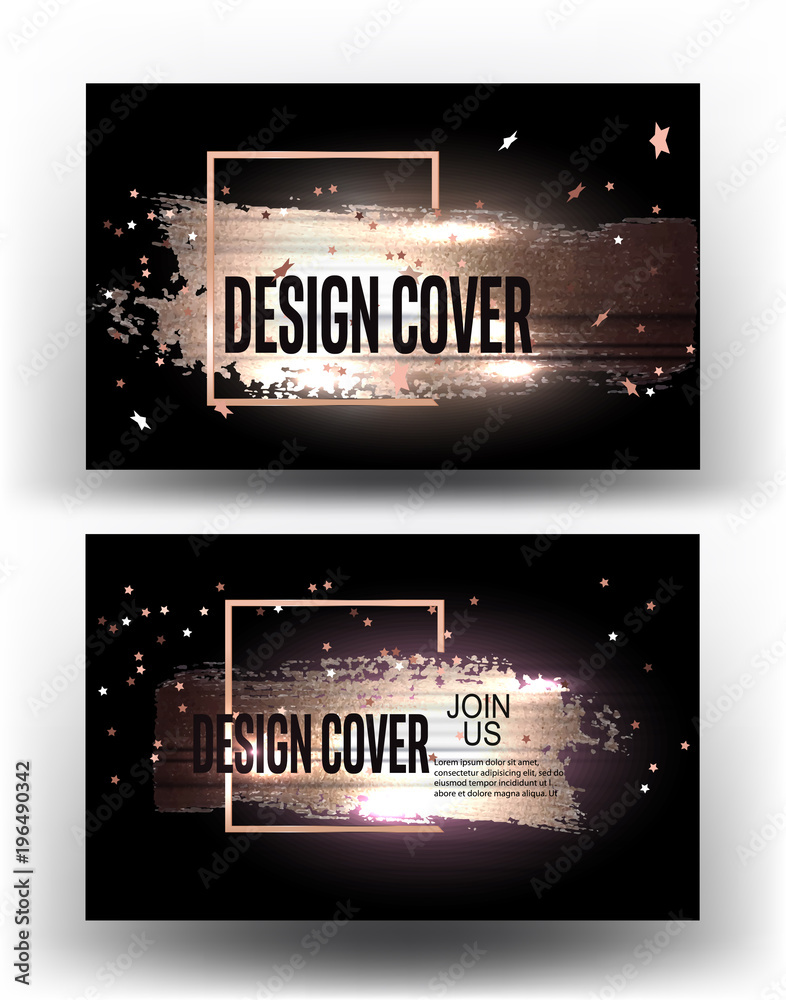 Design covers with smears of golden paint and falling stars. Vector ...
