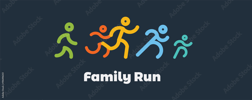 family run race. colorful Runners.logo for running competition. vector ...