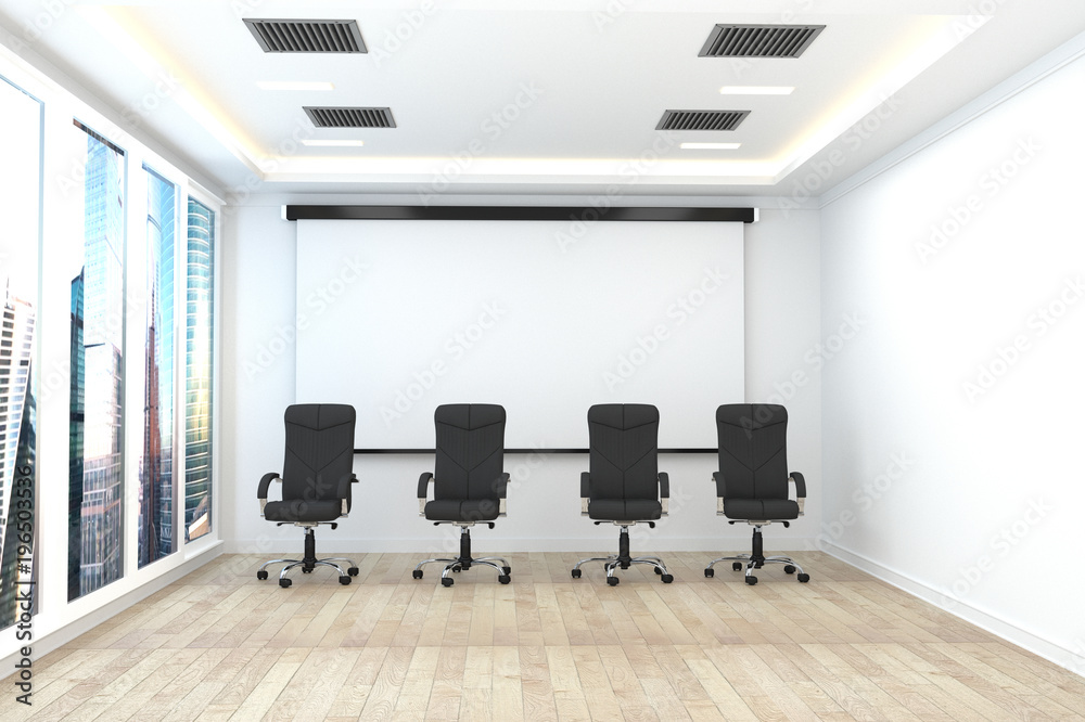 Board room - empty office concept , business interior with chairs and ...