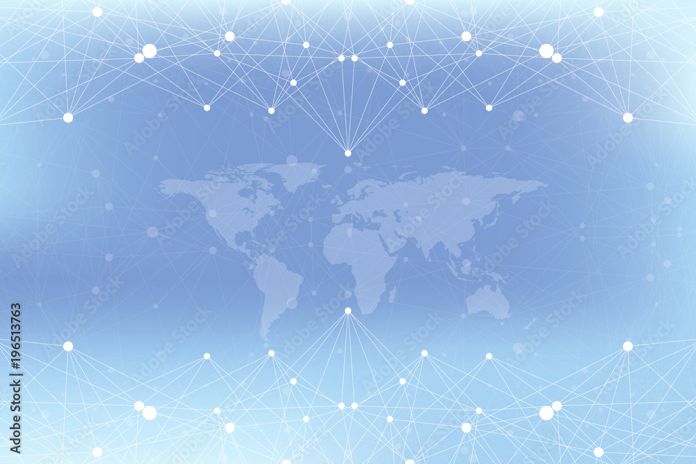 Political World Map with global technology networking concept. Digital ...