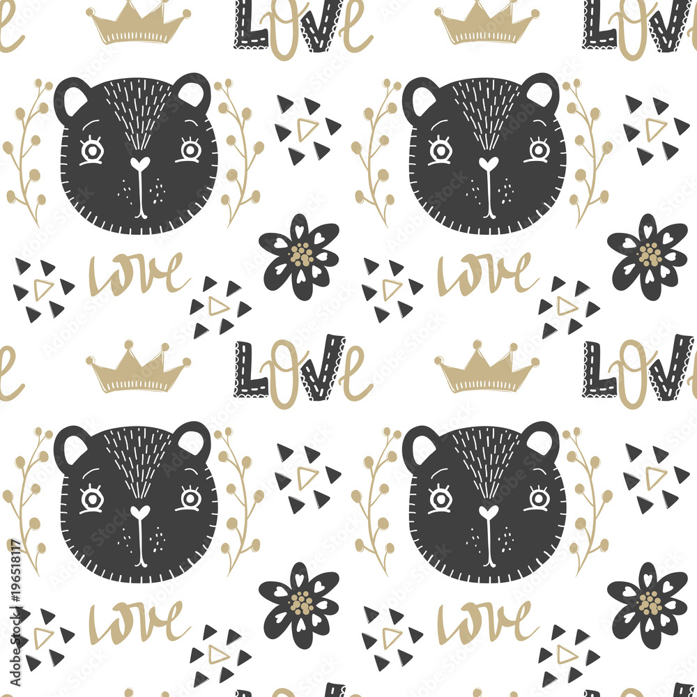Vector cute seamless pattern. Doodle illustration in sketch style ...