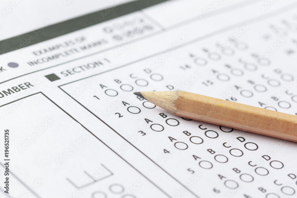 Test score sheet with answers Stock Photo | Adobe Stock