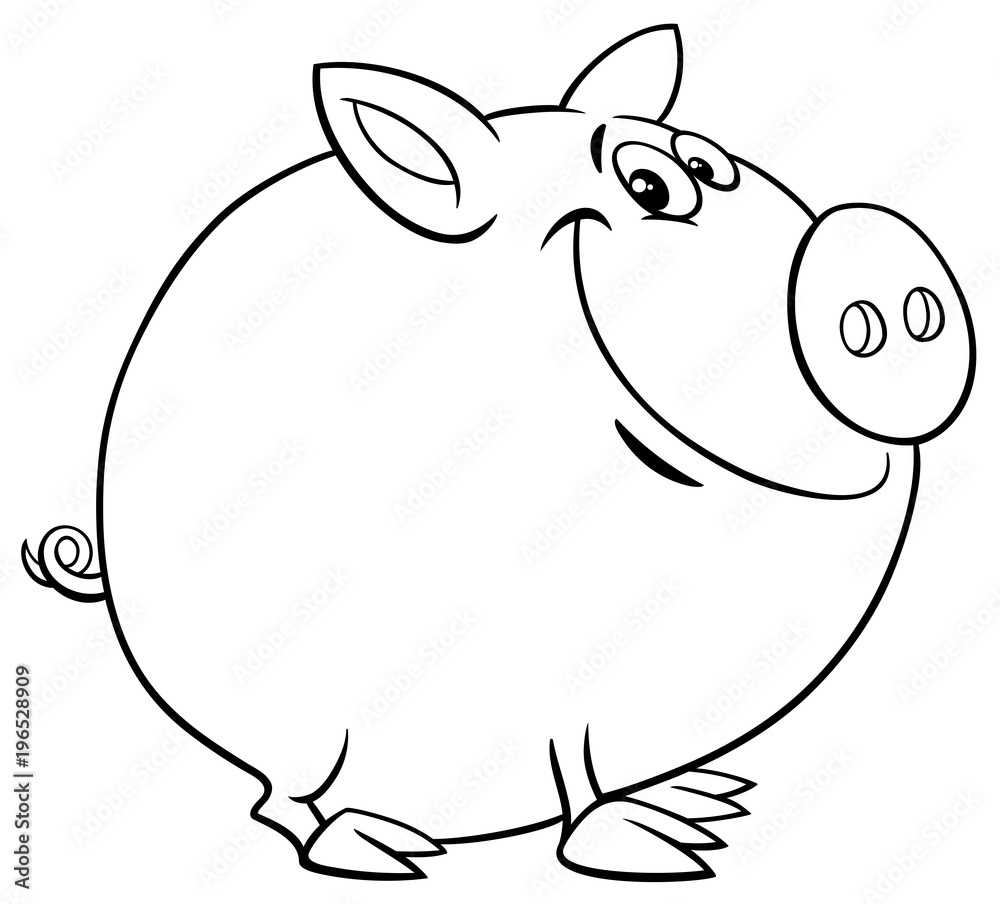 funny pig cartoon character color book Stock Vector | Adobe Stock
