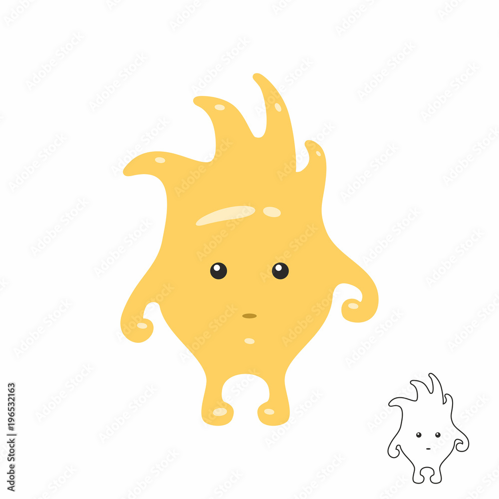 Cute yellow Cartoon Monster Stock Vector | Adobe Stock