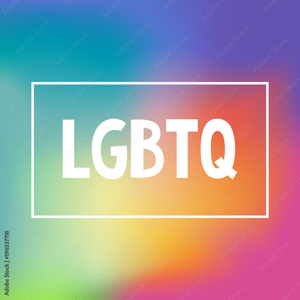 LGBTQ logo on a blurred rainbow mesh background. Conceptual design ...