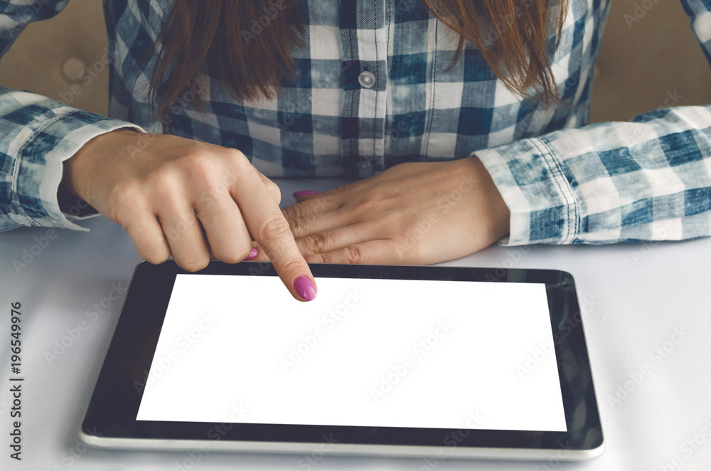 Electronic menu template. Online food order. Tablet computer with blank ...