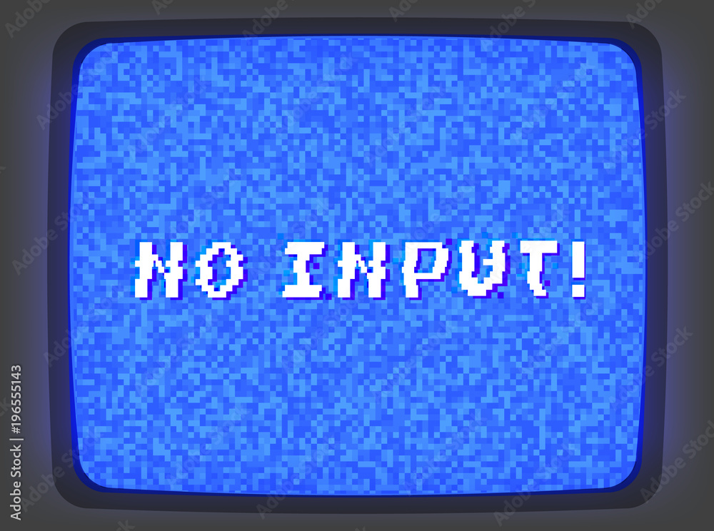 Vector VHS blue intro screen of a videotape player with noise ...