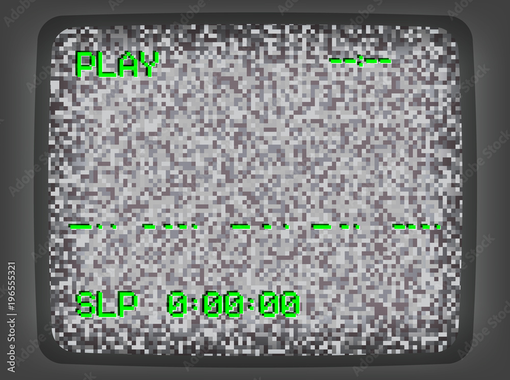 Vector VHS gray intro screen of a videotape player with noise ...