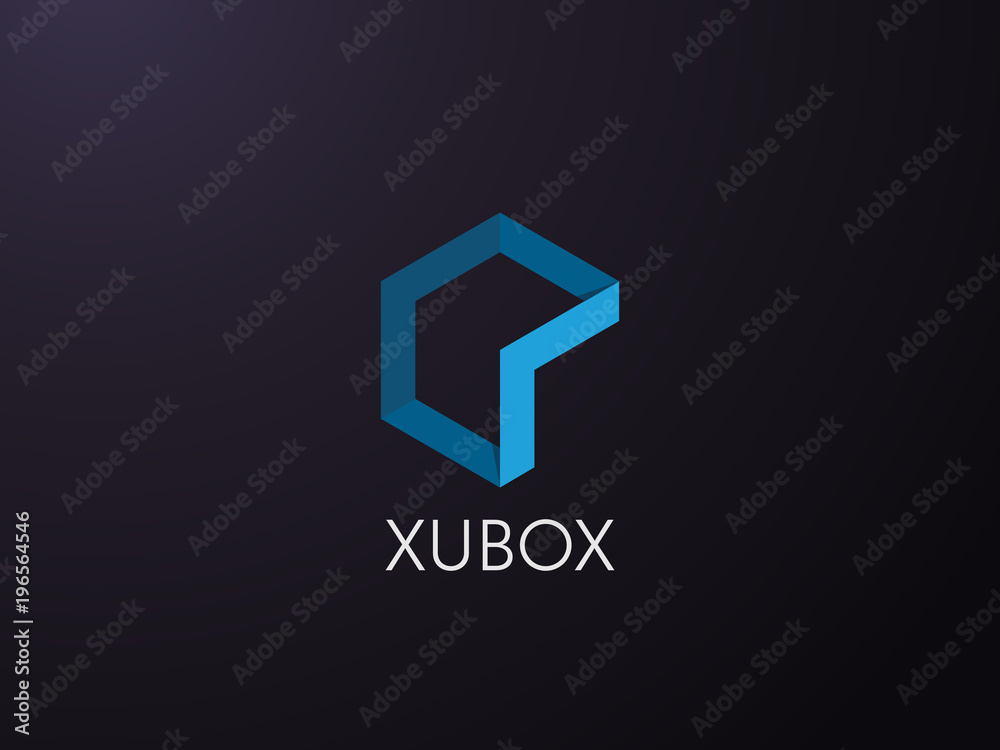 Abstract up element. geometric hexagonal object logo template. cube box ...