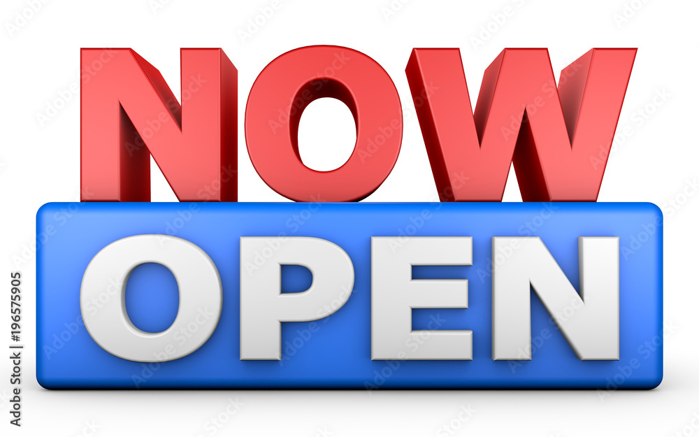 Now Open 3D Text Stock Illustration | Adobe Stock