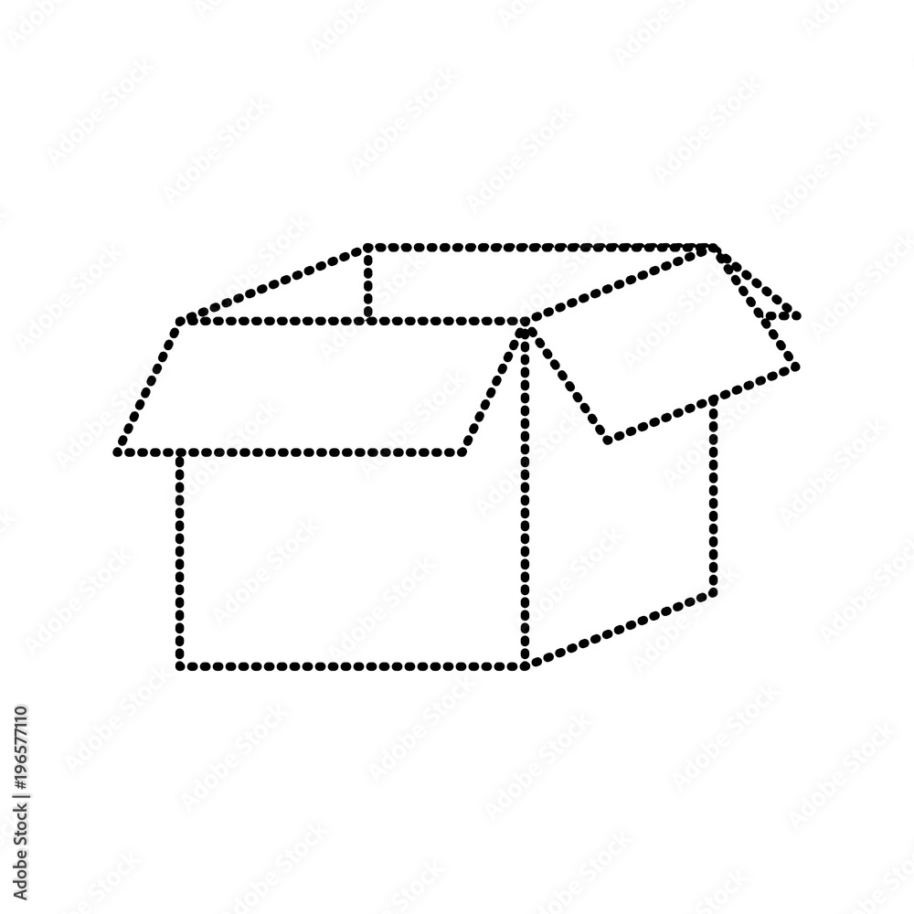 dotted shape open box package object delivery Stock Vector | Adobe Stock