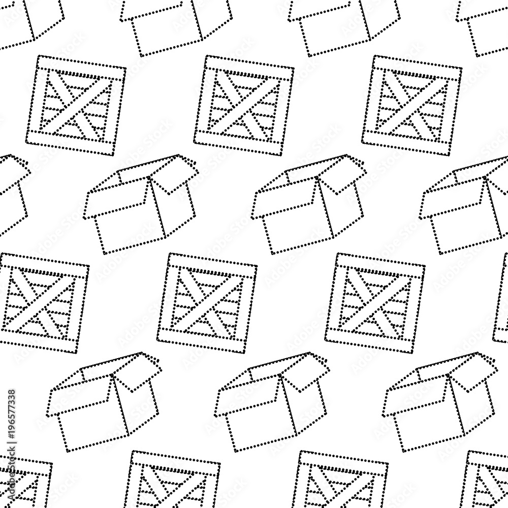 dotted shape box package of carton and wood background Stock Vector ...