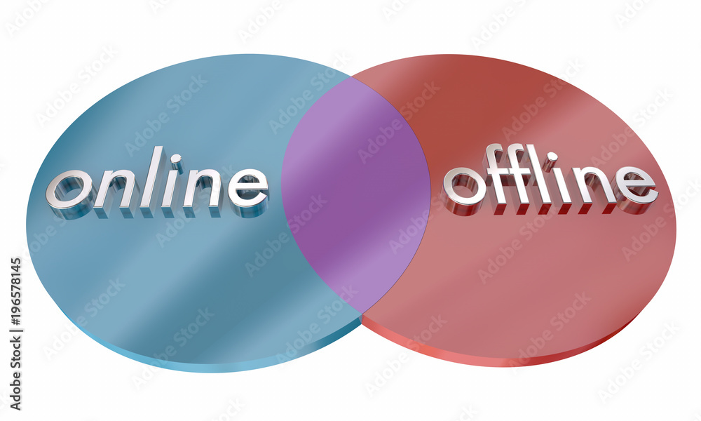 Online Vs Offline Communication Venn Diagram Comparison 3d Illustration ...