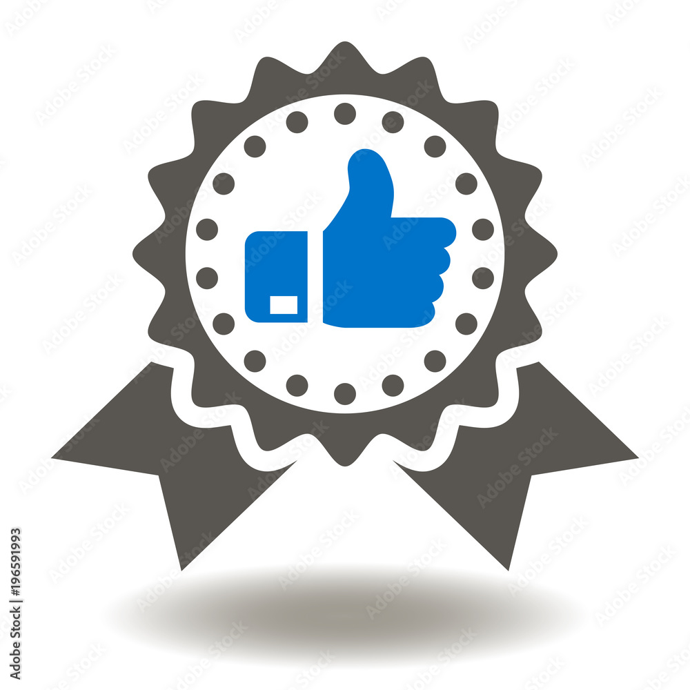 Award Medal Quality Like Badge Ribbon Icon Vector. Thumb up Bonus ...