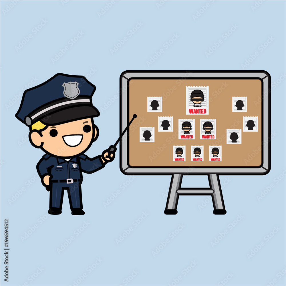 Cute Cop standing and smile with information board ,thief photo ...