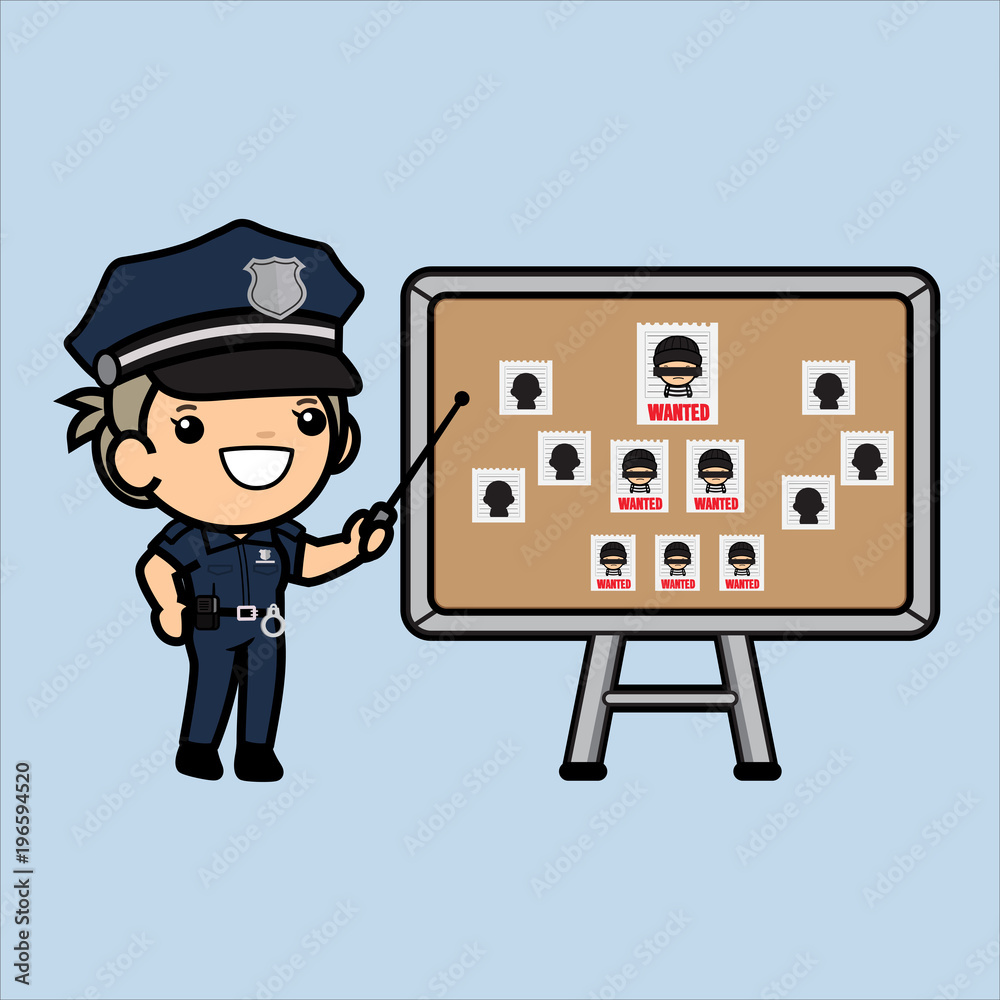 Cute Cops standing and smile with information board ,thief photo ...