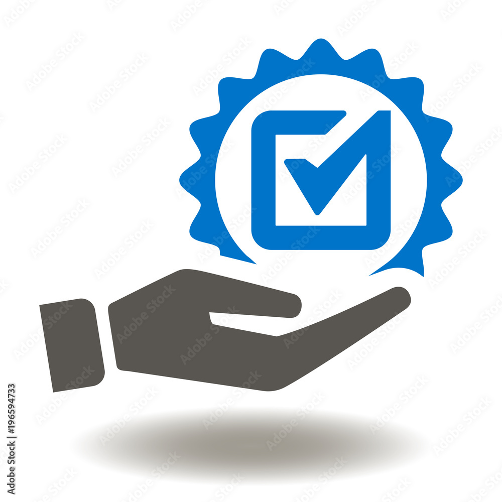 Hand Check Mark Icon Vector. Hand Gives Tick Badge Illustration ...