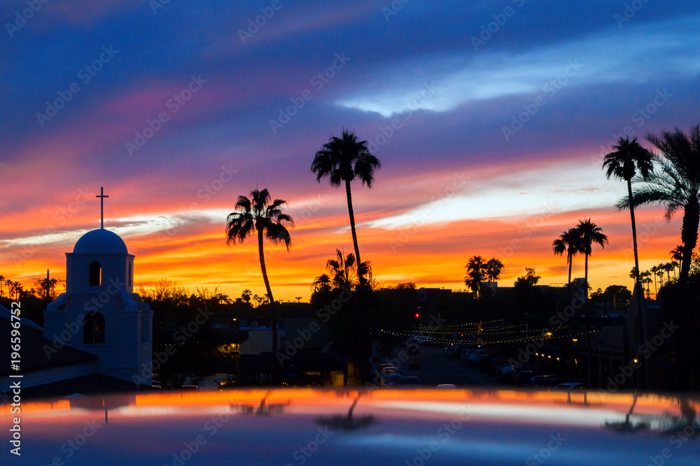 Downtown Scottsdale Sunset Stock Photo | Adobe Stock