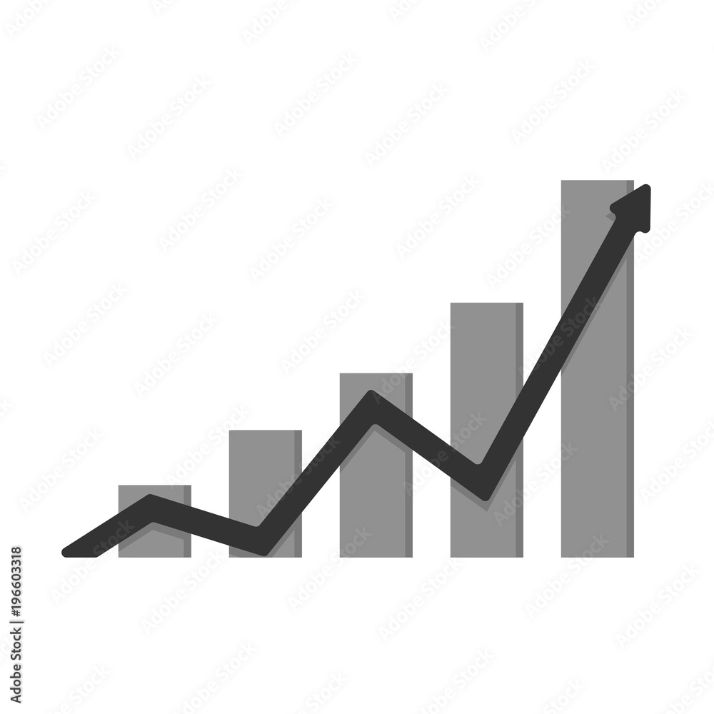 financial chart with uptrend line. Graph chart vector icon ...