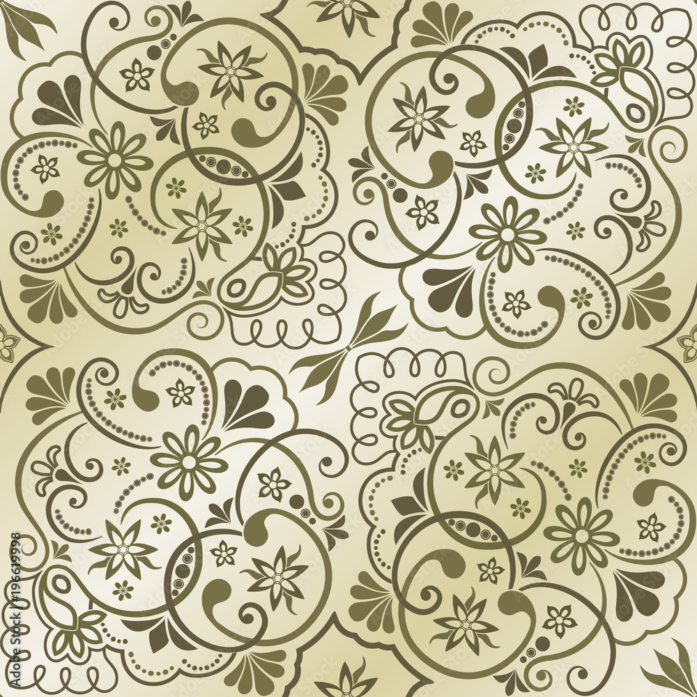 Seamless Vintage Pattern. Vector seamless border in Victorian style ...