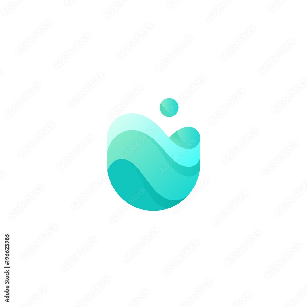 Vector gradient logo of water wave. Alternative energy concept ...