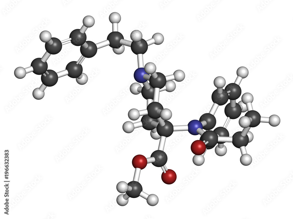 Carfentanil (carfentanyl) synthetic opioid drug molecule. 3D rendering ...