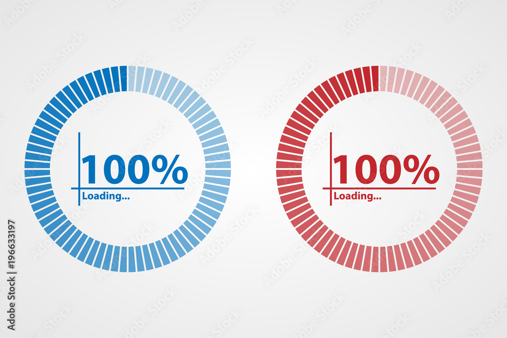 Elements of information loading. Round loading of red and blue color ...