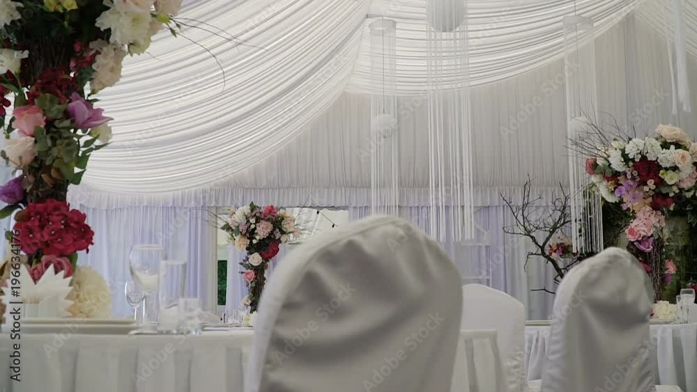 Interior of a wedding hall decoration ready for guests.Beautiful room ...