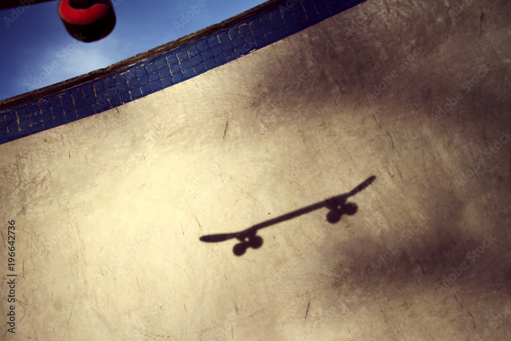 Skateboard in flight Stock Photo | Adobe Stock