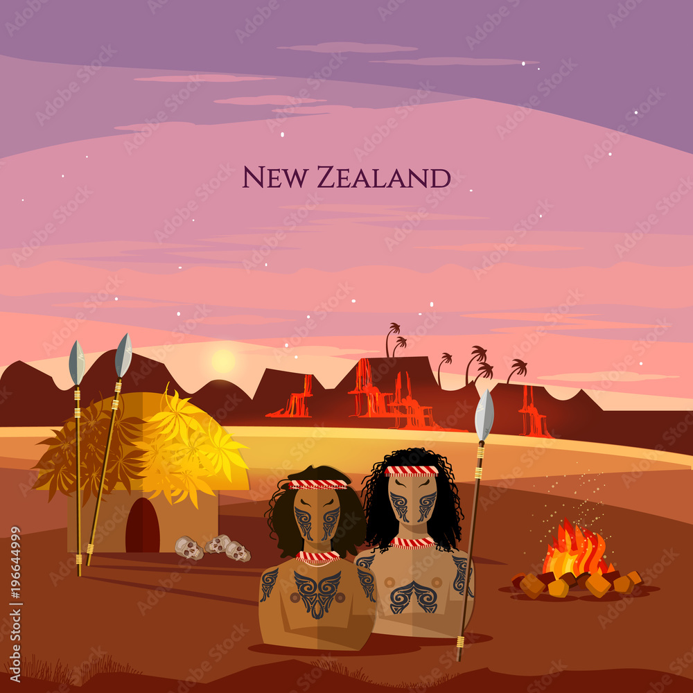 New Zealand. Village of aboriginals Maori of New Zealand. People of ...